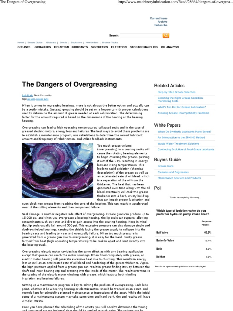 The Dangers of Over-Greasing | PDF | Bearing (Mechanical) | Petroleum
