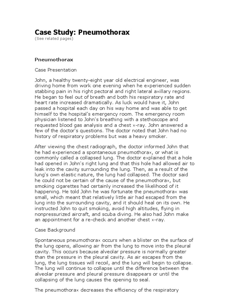 Case Study Pneumothorax | PDF | Thorax | Lung