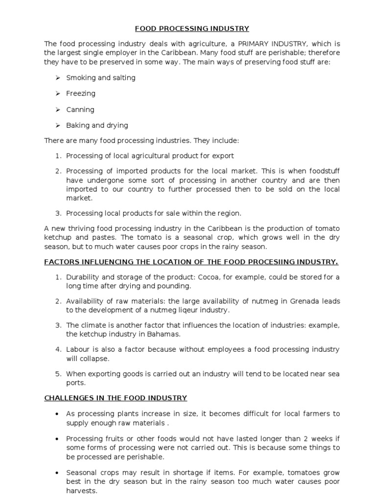 Caribbean Food Processing Overview | PDF | Staple Foods | Banana