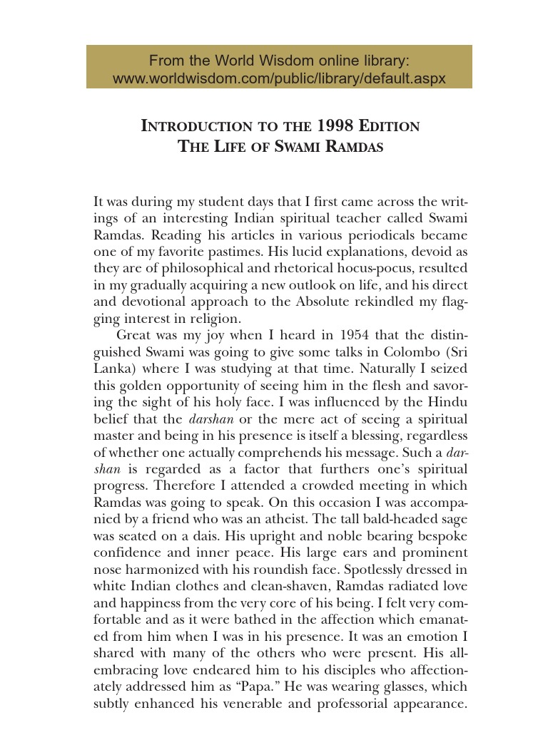 Swami Ramdas | PDF | Ramana Maharshi | Religious Belief And Doctrine