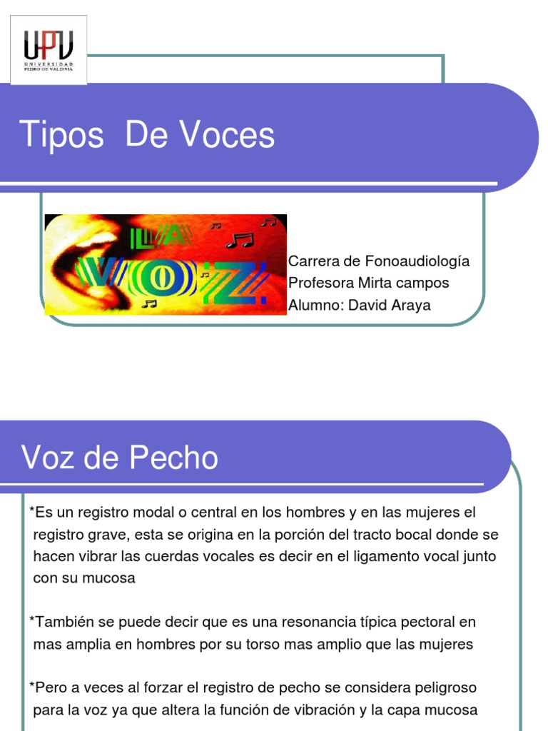 Tipos de Voces | PDF | Vocal | Voz humana