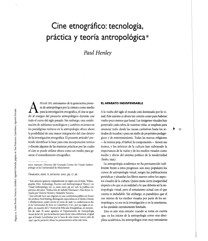 Cine Etnográfico.. Paul Henley | PDF