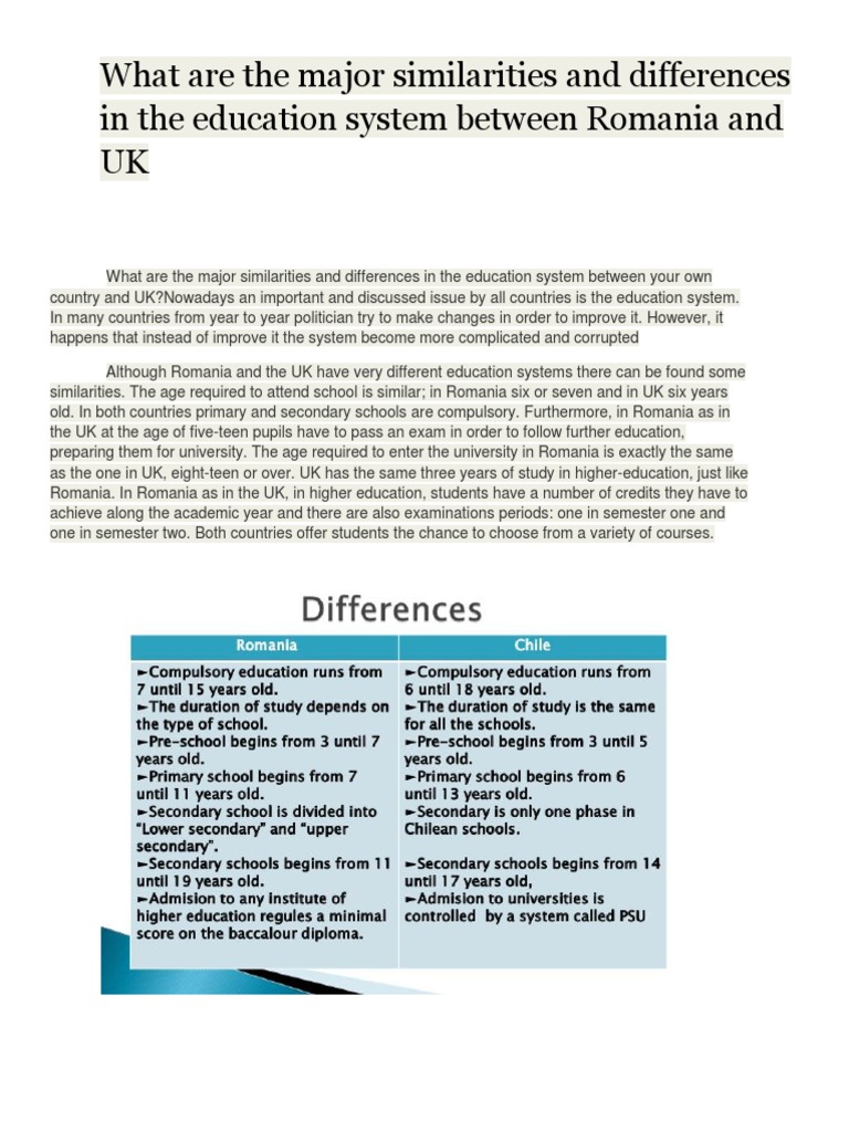 Romania vs UK Education System Comparison | PDF | Academic Term ...