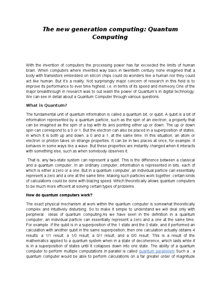 The New Generation Computing | PDF | Quantum Computing | Spin (Physics)