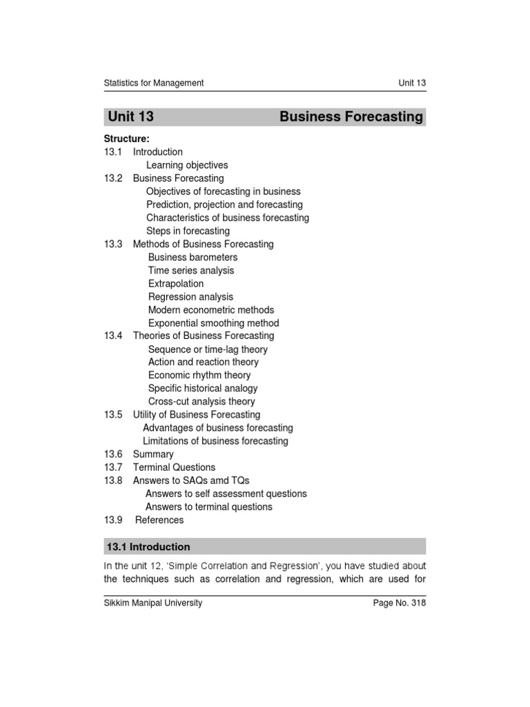 SLM Unit 13 Mbf103 | PDF | Forecasting | Prediction