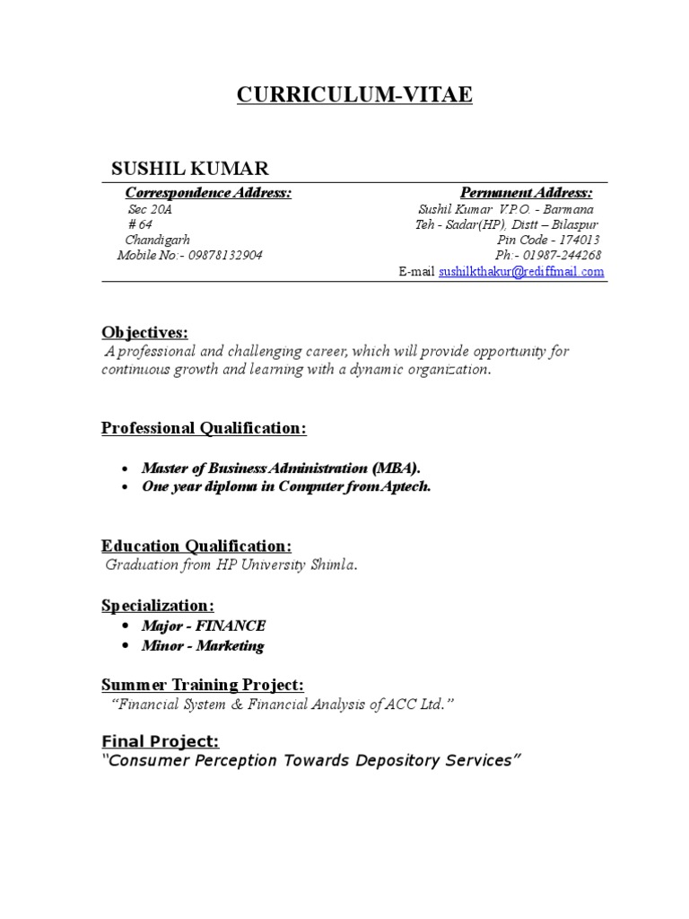 Resume Formet | PDF