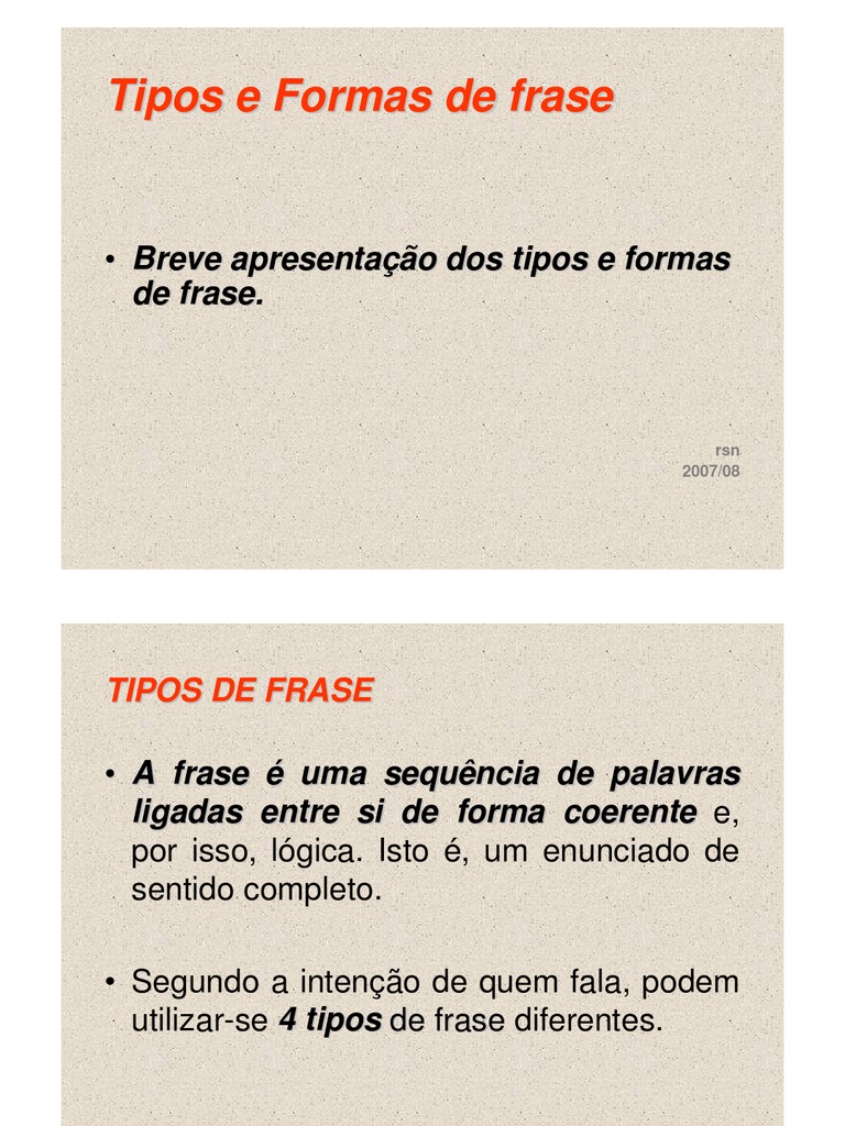 Tipos e Formas de Frases | PDF | Autoajuda