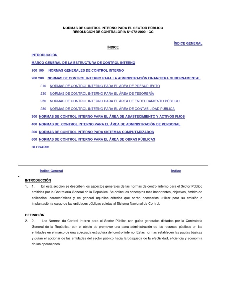 NORMAS DE CONTROL INTERNO PARA EL SECTOR PÚBLICO | Contabilidad ...