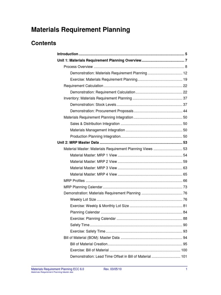 Course Toc MRP | PDF | Corporate Jargon | Information Technology