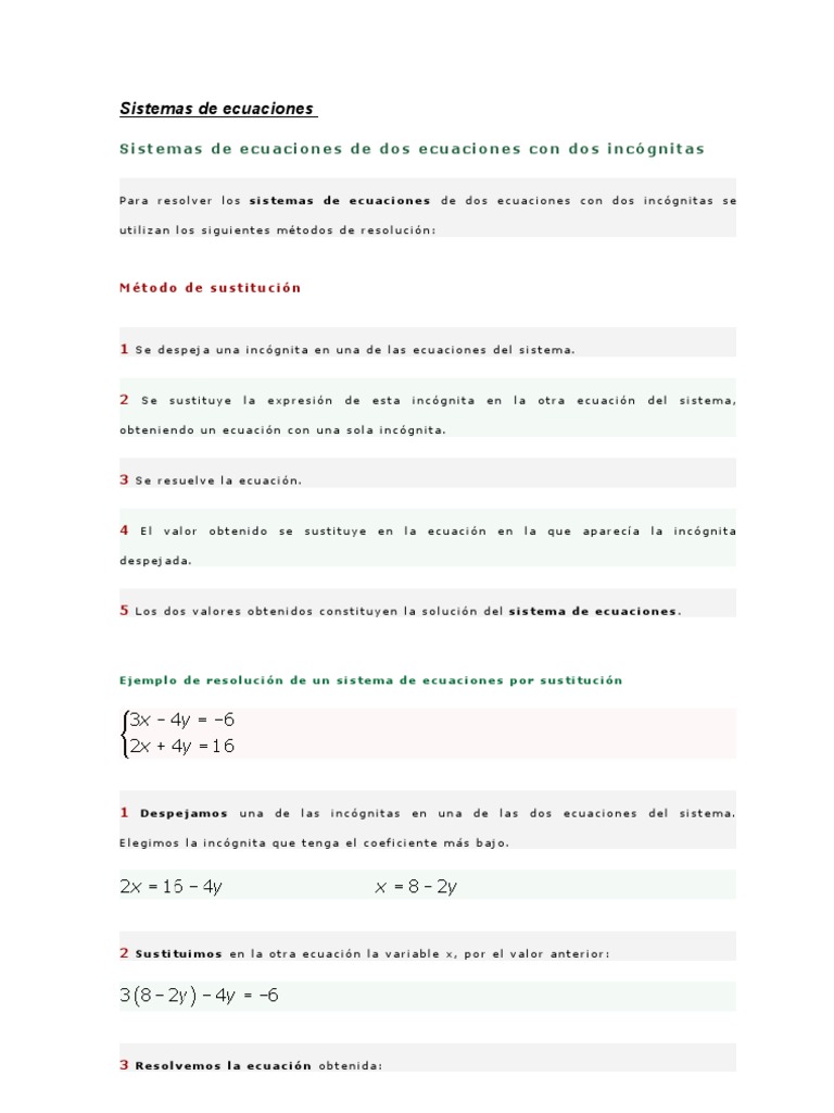 Apuntes Sistemas de Ecuaciones | PDF | Sistema de ecuaciones lineales ...