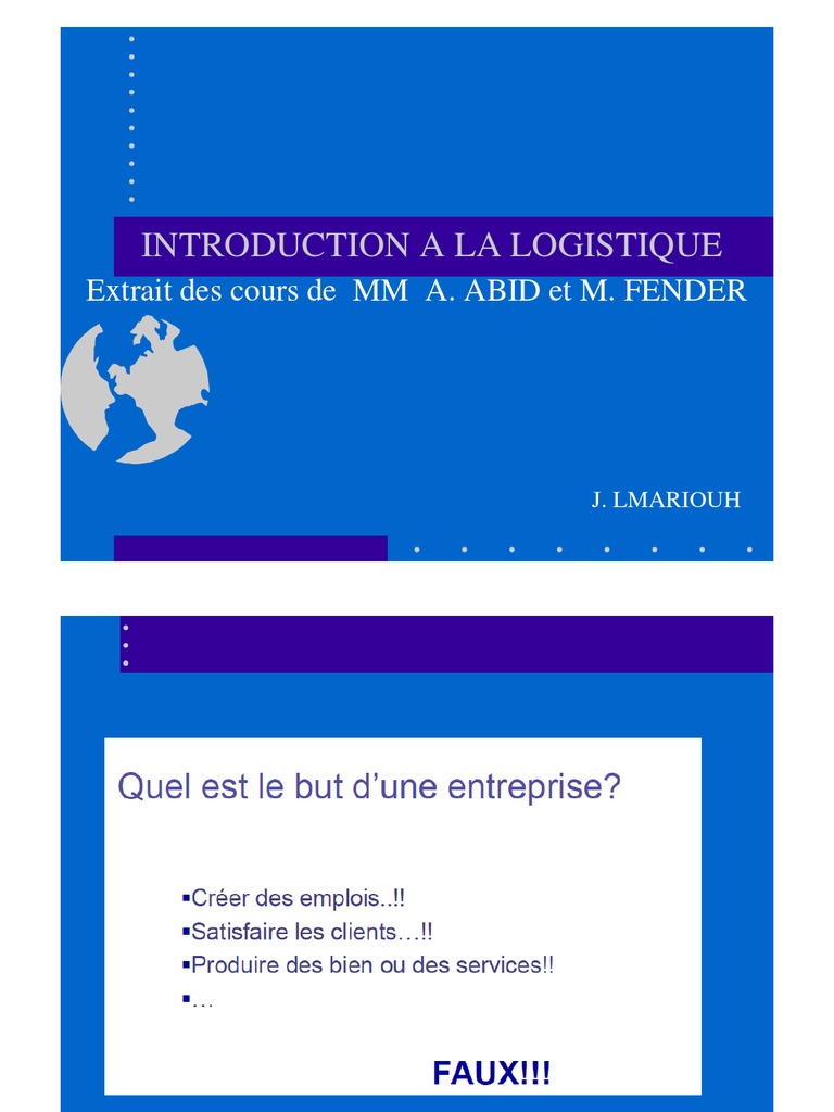 Introduction A La Logistique | PDF | Distribution (Affaires) | Planification