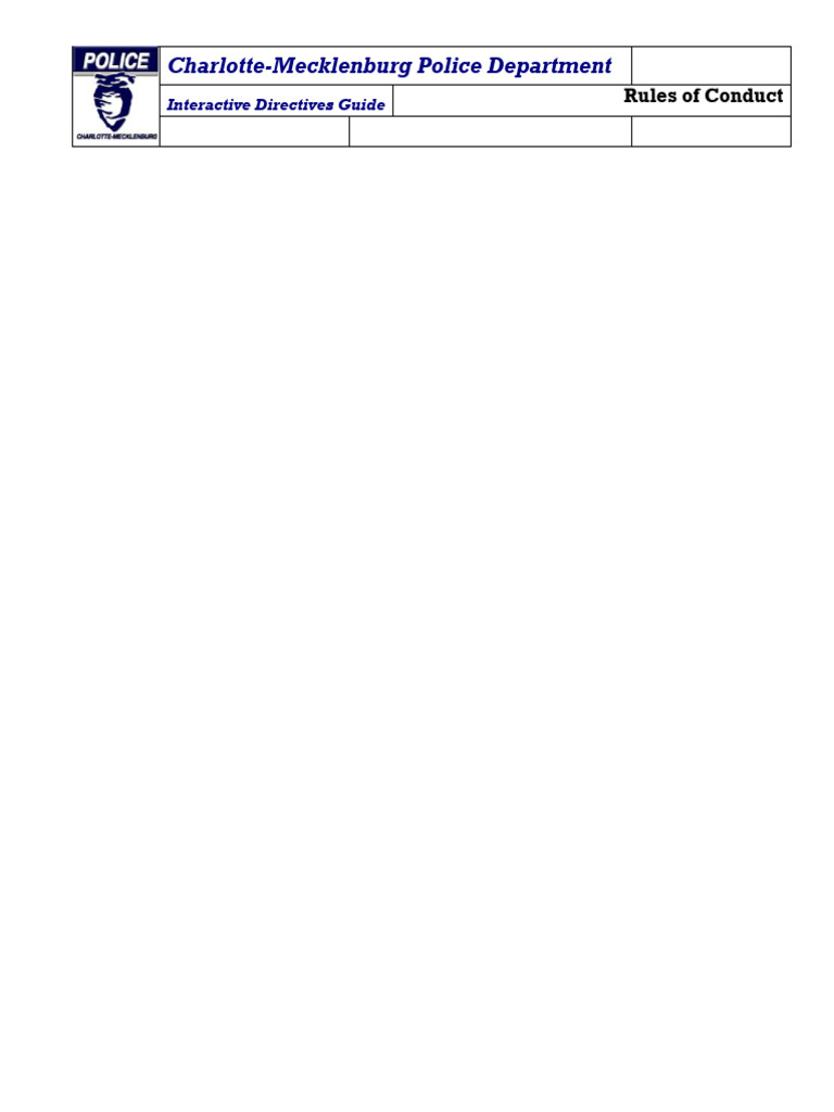 CMPD Rules of Conduct | PDF | Search And Seizure | Police
