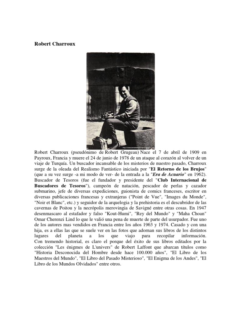 Robert Charroux: Misterios y Tesoros Ocultos | PDF | Libros | Publicación