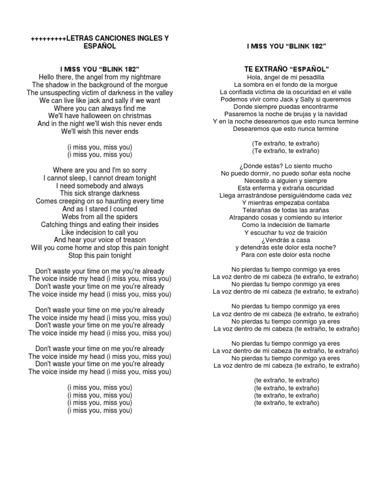 Letras de Canciones en Inglés y Español | PDF | Ocio