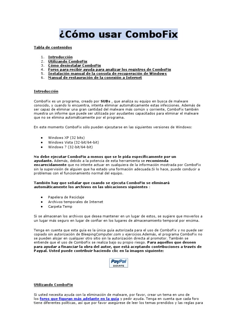 Guía Completa para Usar ComboFix | PDF | Microsoft Windows | Point and Click
