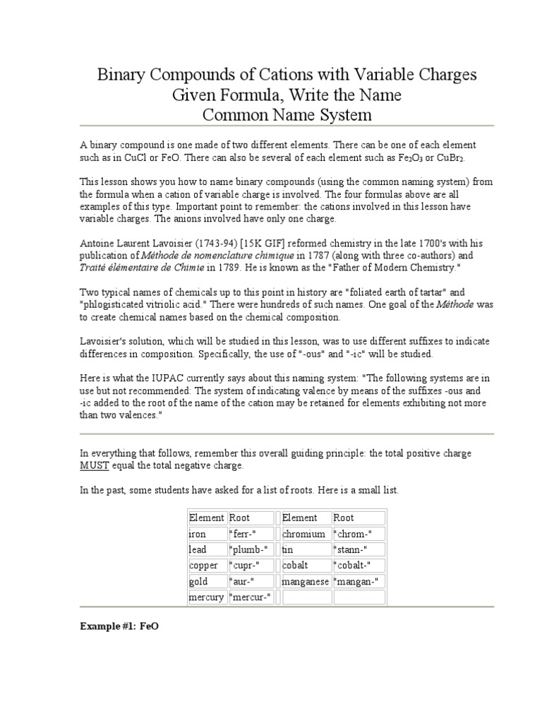Binary Compounds of Cations With Variable Charges-2 | PDF | Ion ...
