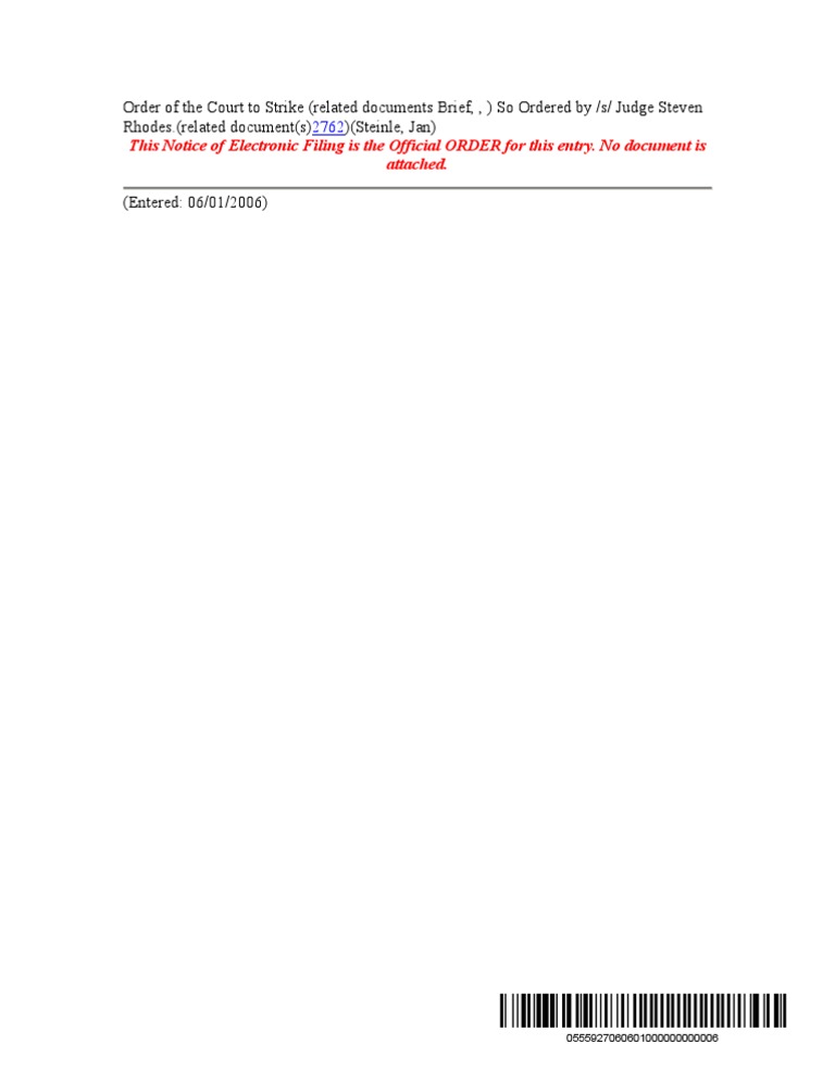 This Notice of Electronic Filing Is The Official ORDER For This Entry ...