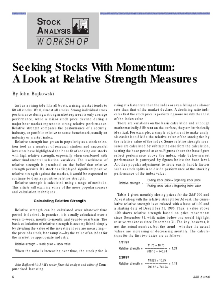 Analyzing Relative Strength in Stocks | PDF | Stock Market | Stocks