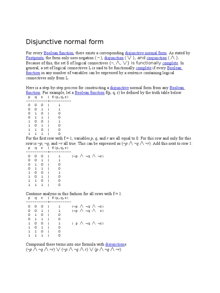Disjunctive Normal Form | PDF | Logical Expressions | Logic
