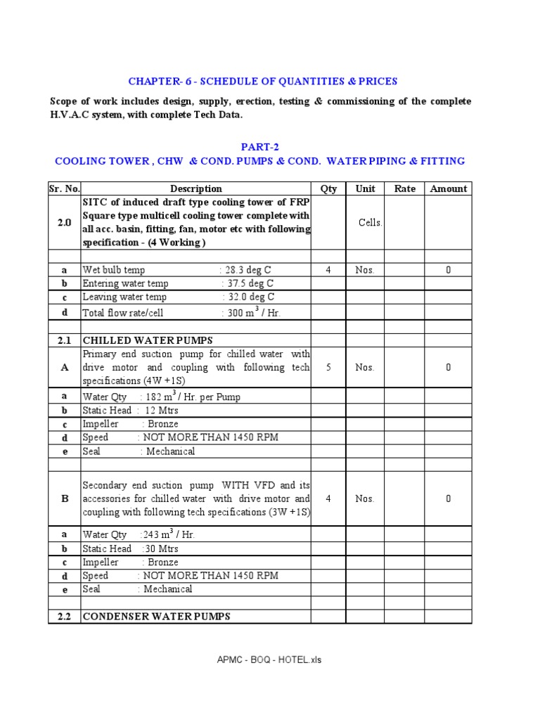 Boq - Hotel | PDF | Valve | Pump