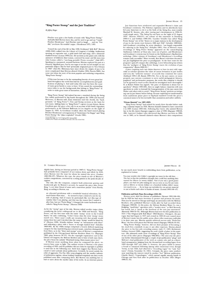 King Porter Stomp Essay | Download Free PDF | Business