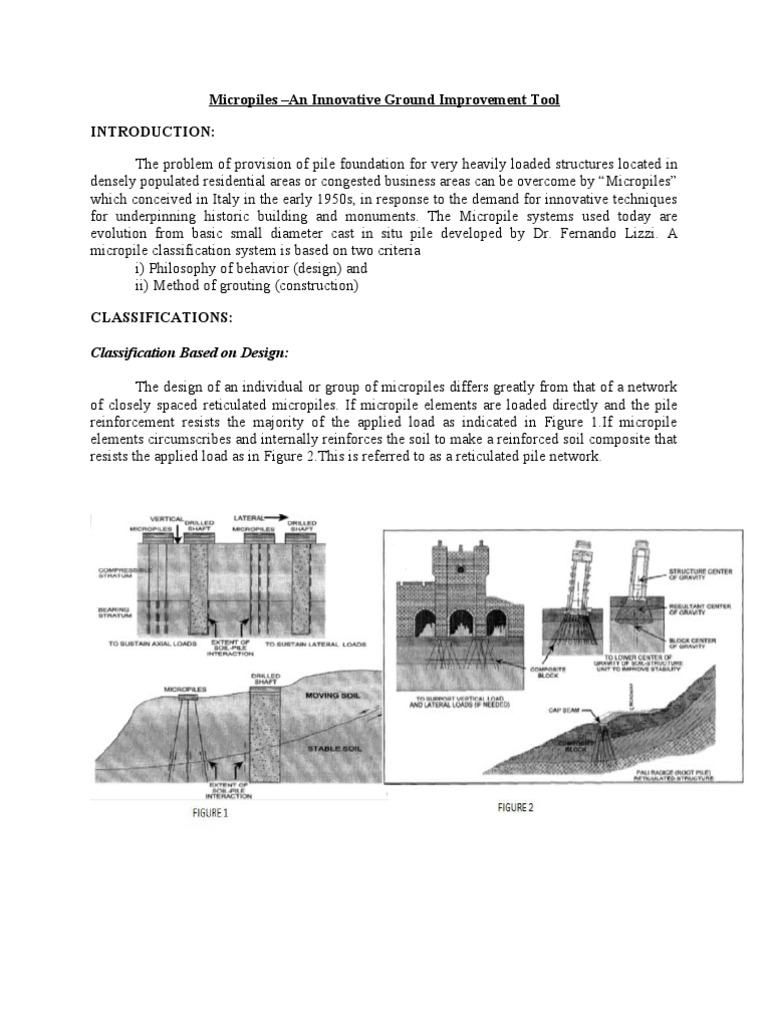 An Overview of Micropile Classifications Based on Design and ...