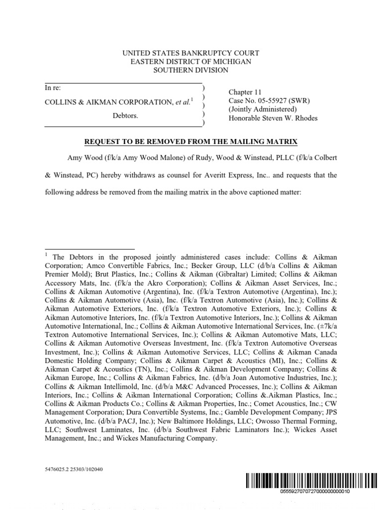 Request To Be Removed From The Mailing Matrix | PDF | Business