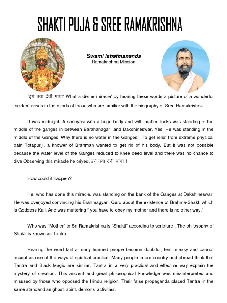 Shakti Puja and Sree Ramakrishna | PDF | Ramakrishna | Tantra