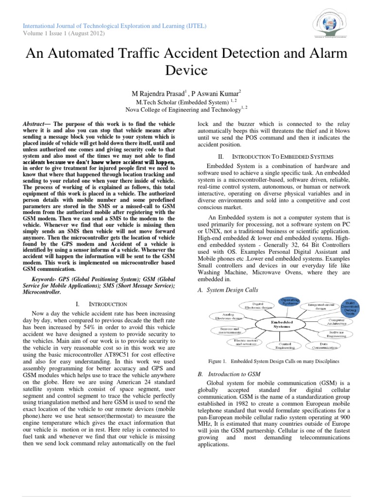 An Automated Traffic Accident Detection and Alarm Device | PDF ...