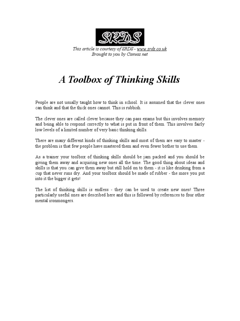 Toolbox of Thinking Skills | PDF | Fallacy | Thought