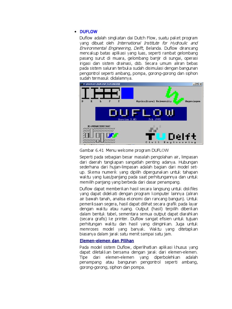 Paket Program Duflow untuk Simulasi Aliran | PDF | Teknologi & Rekayasa