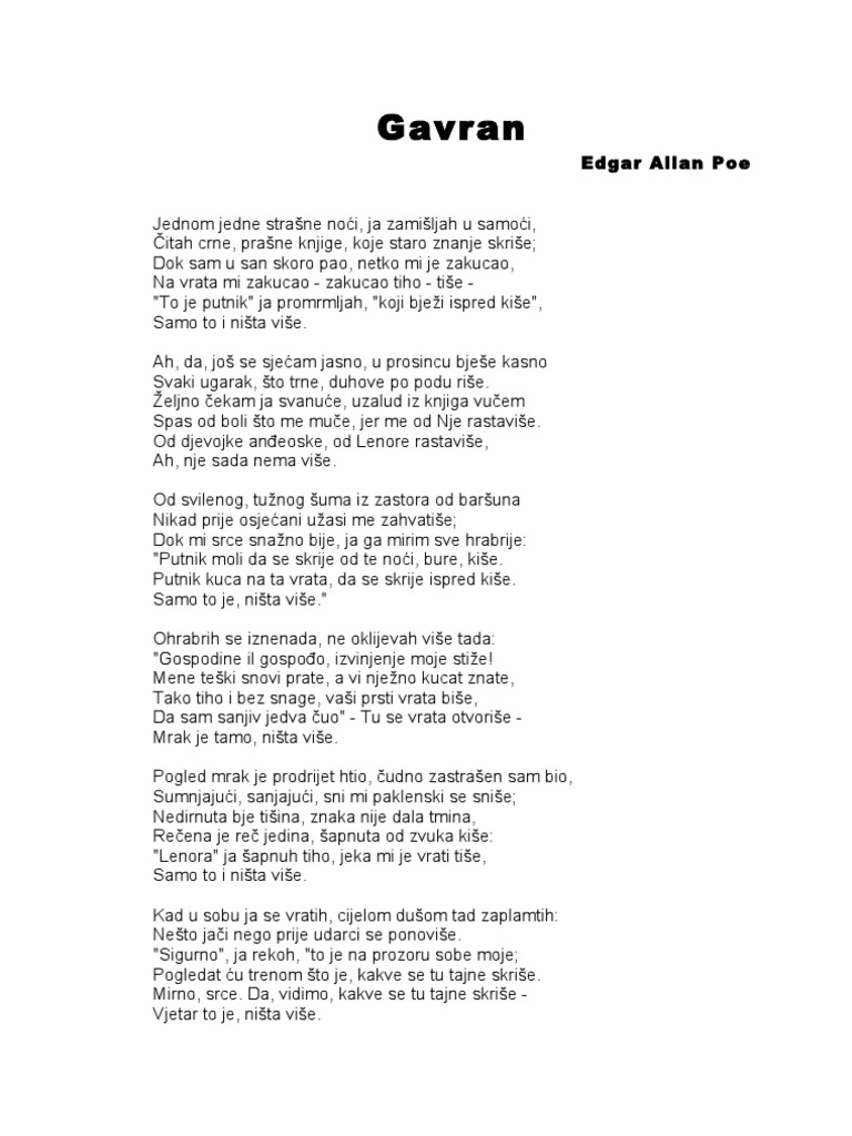 Edgar Allan Poe Gavran | PDF
