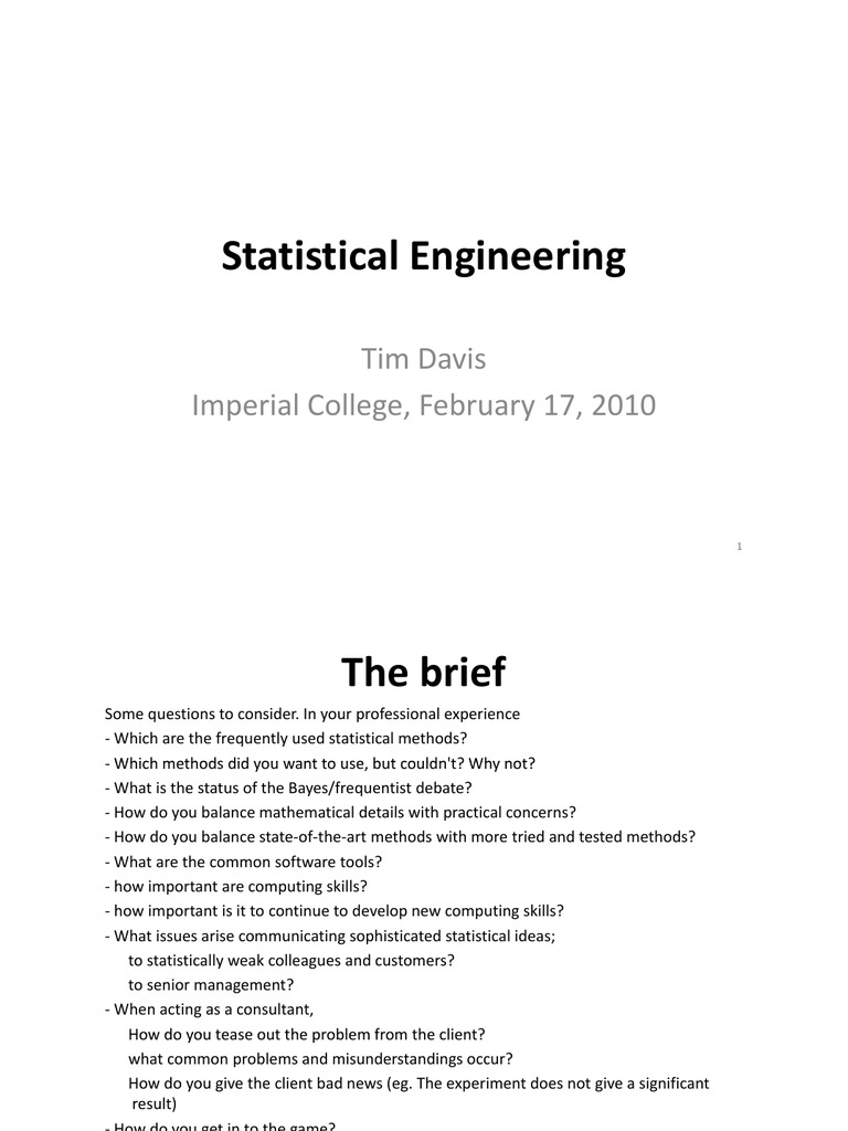 Statistical Methods for Solving Engineering Problems: A Discussion on the Importance of ...