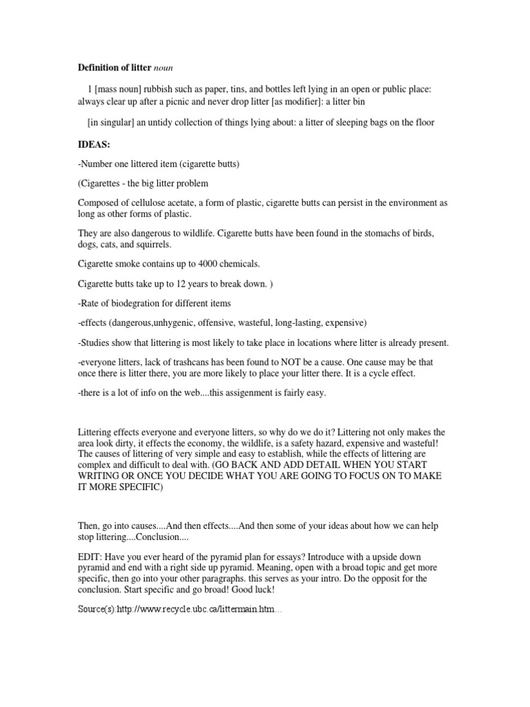 Definition of Litter Noun | Download Free PDF | Water | Waste