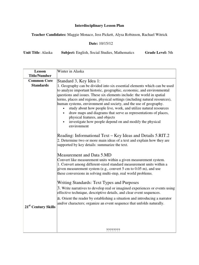 Interdisciplinary Lesson Plan | Geography | Lesson Plan