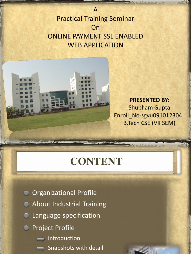A Practical Training Seminar On Online Payment SSL Enabled Web Application | Download Free PDF ...
