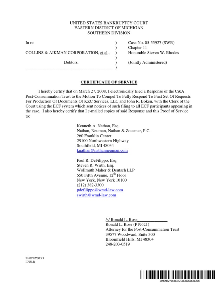 Certificate of Service | PDF
