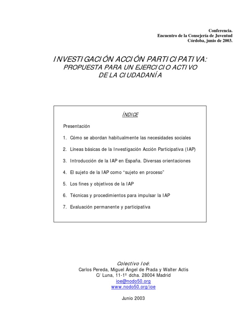 Como Aplicar La Iap | Investigación de acción participativa | Trabajo ...