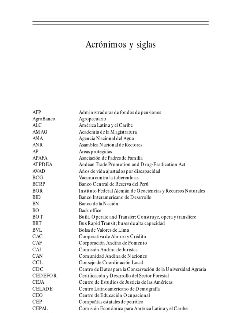Siglas y Acrónimos en Perú | PDF | Perú | Minería