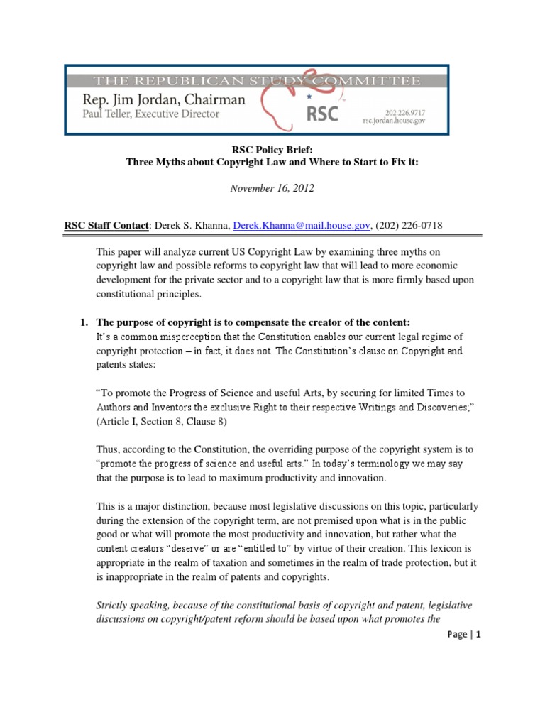 RSC Policy Brief On Copyright Law | PDF