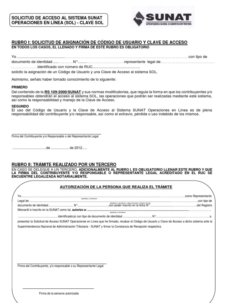 Solicitud Clave Sol | PDF