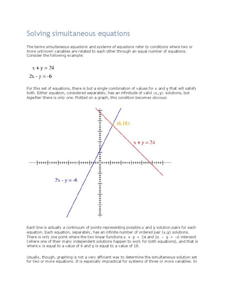 Solving Simultaneous Equations | PDF | Variable (Mathematics) | Equations