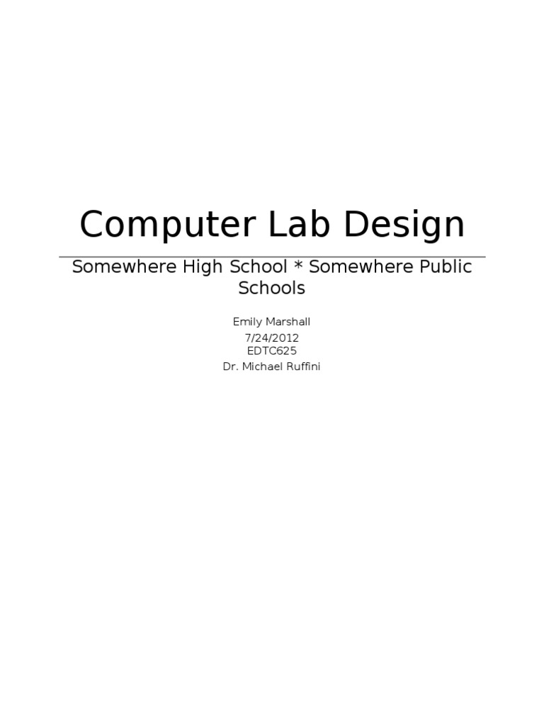 Computer Lab Design: Somewhere High School Somewhere Public Schools ...