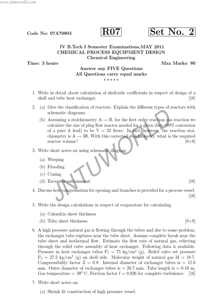 Jntuworld: R07 Set No. 2 | PDF | Chemical Reactor | Gases