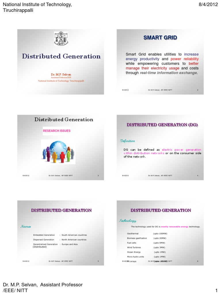 Distributed Generation - Dr.M.P.selvan | PDF | Distributed Generation | Electrical Grid