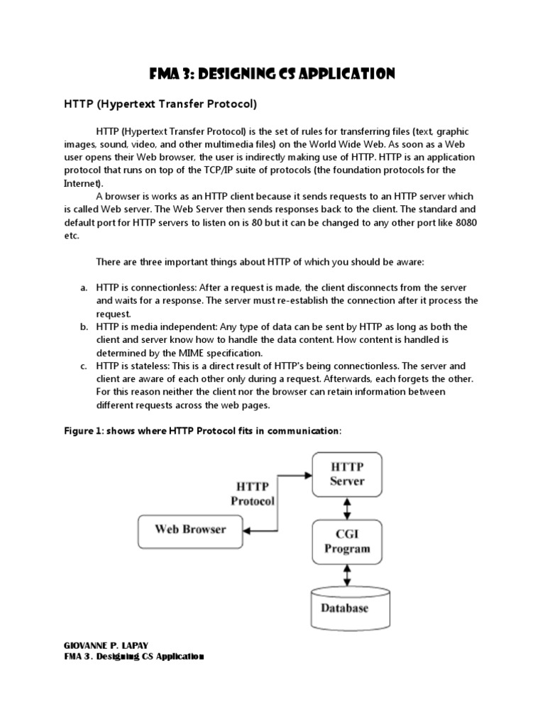 Fma 3: Designing Cs Application: Figure 1: Shows Where HTTP Protocol ...