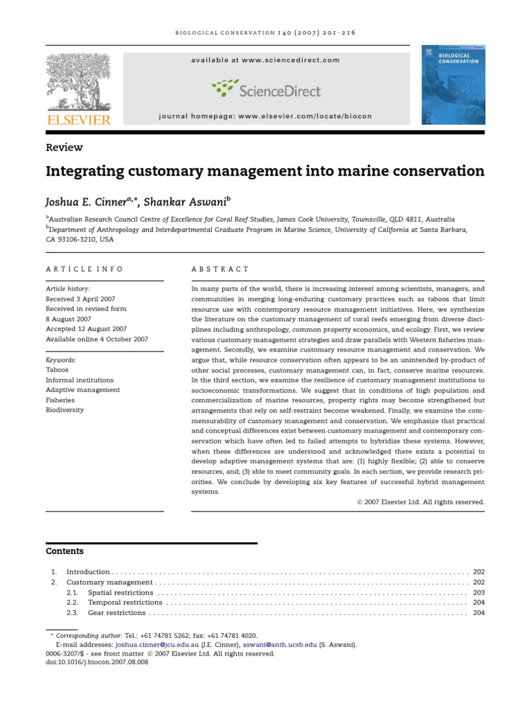 Integrating Customary Management Into Marine Conservation | PDF ...