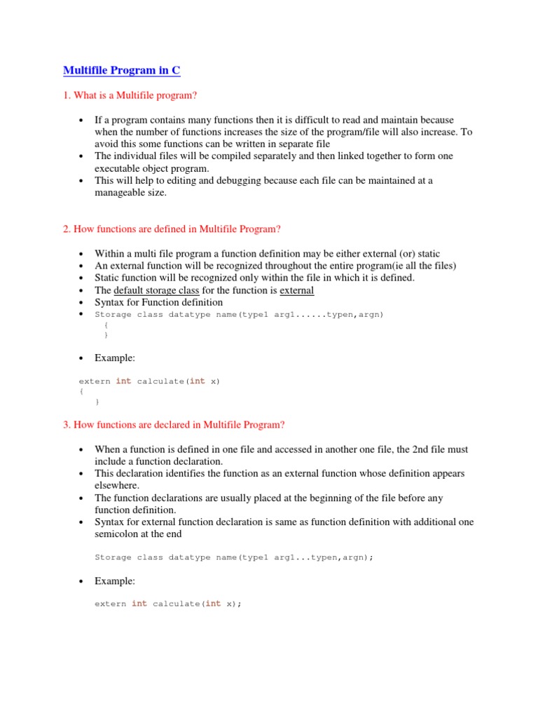 Multifile Program in C | PDF | Subroutine | C (Programming Language)