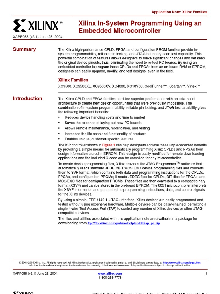 Xilinx In-System Programming Using An Embedded Microcontroller | PDF ...