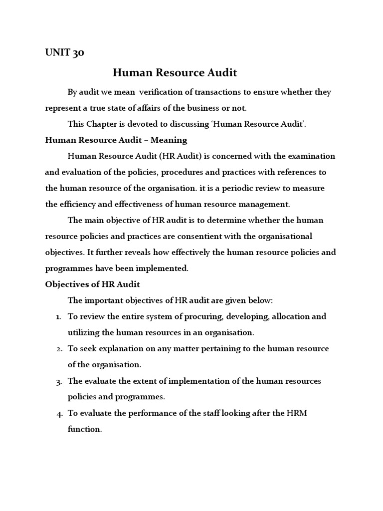 Understanding Human Resource Audit | PDF | Human Resource Management | Turnover (Employment)